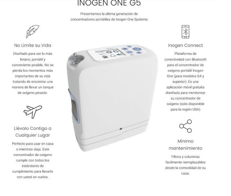 Concentrador de Oxígeno Portátil Inogen ONE G5 con Batería de 16 celdas - PortalHealth