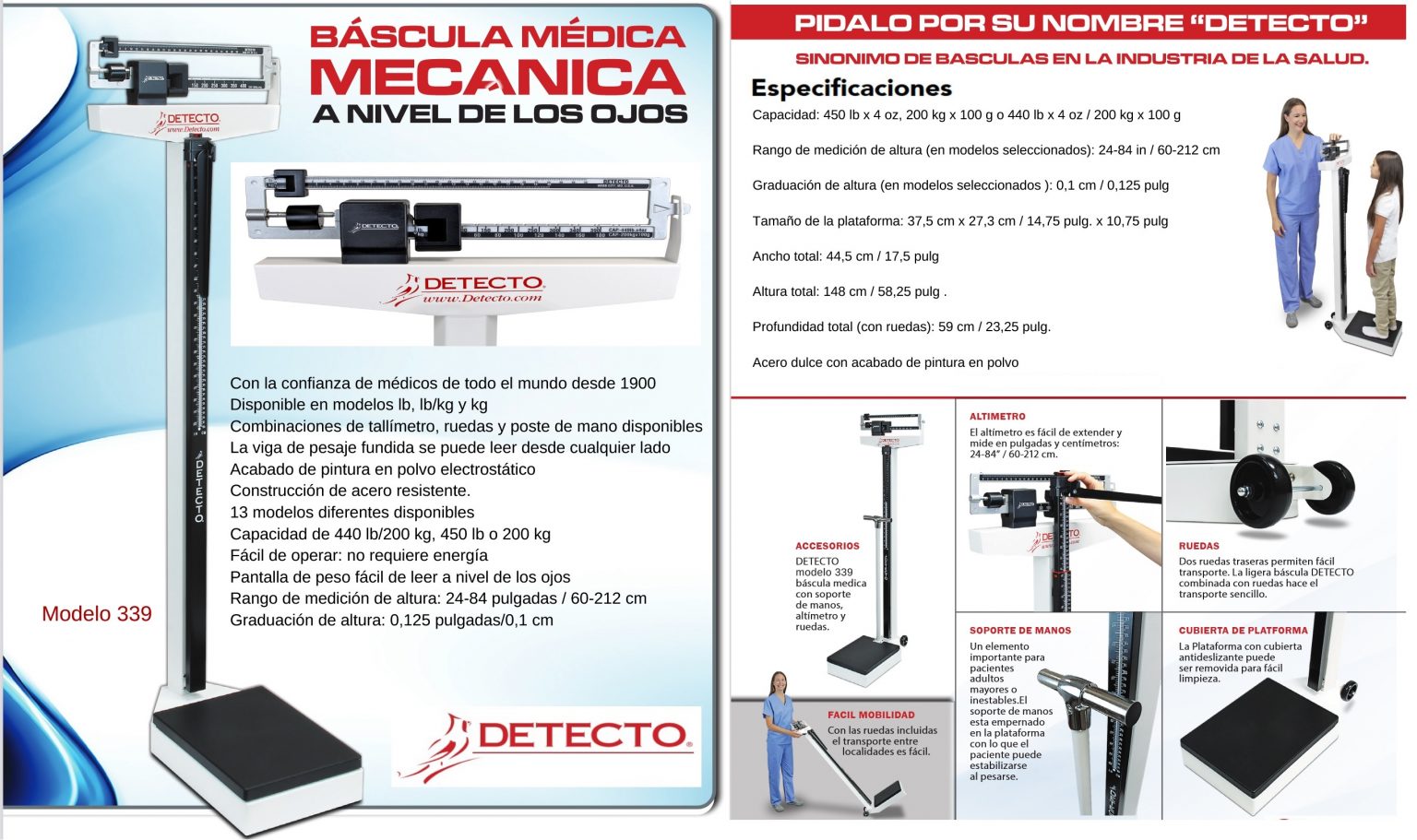 Báscula Mecánica con Barras de Pesaje, modelo 339 DETECTO - PortalHealth